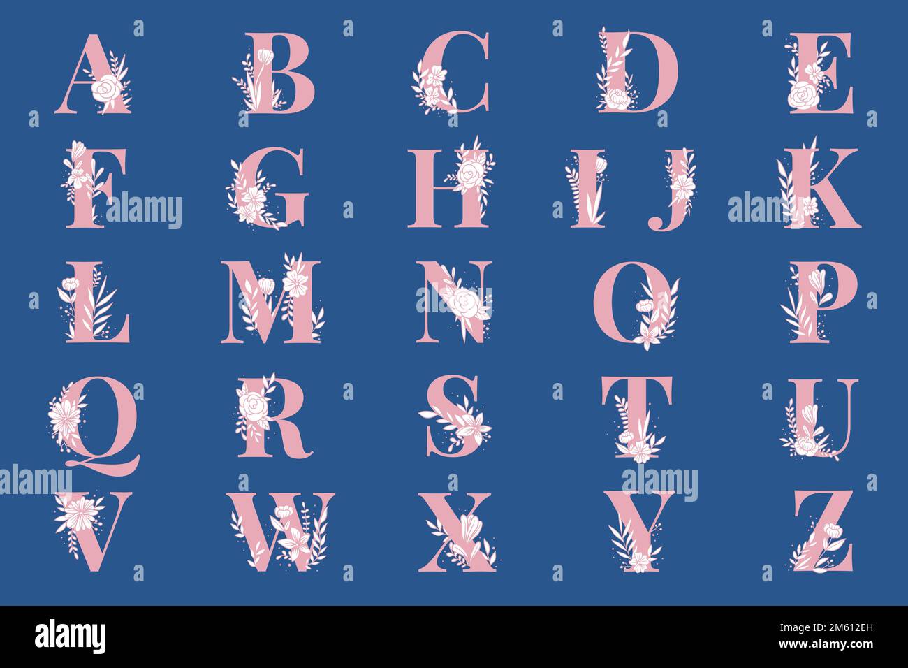 Floral alphabet font typography vector Stock Vector Image & Art - Alamy