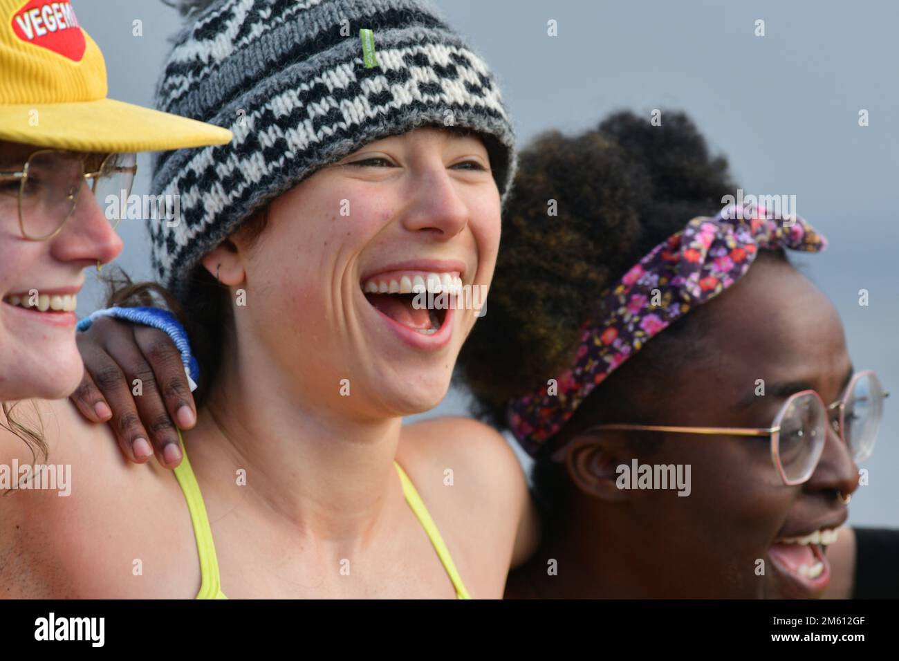 Edinburgh Scotland, UK 01 January 2023. New Year swimmers at Portobello ...