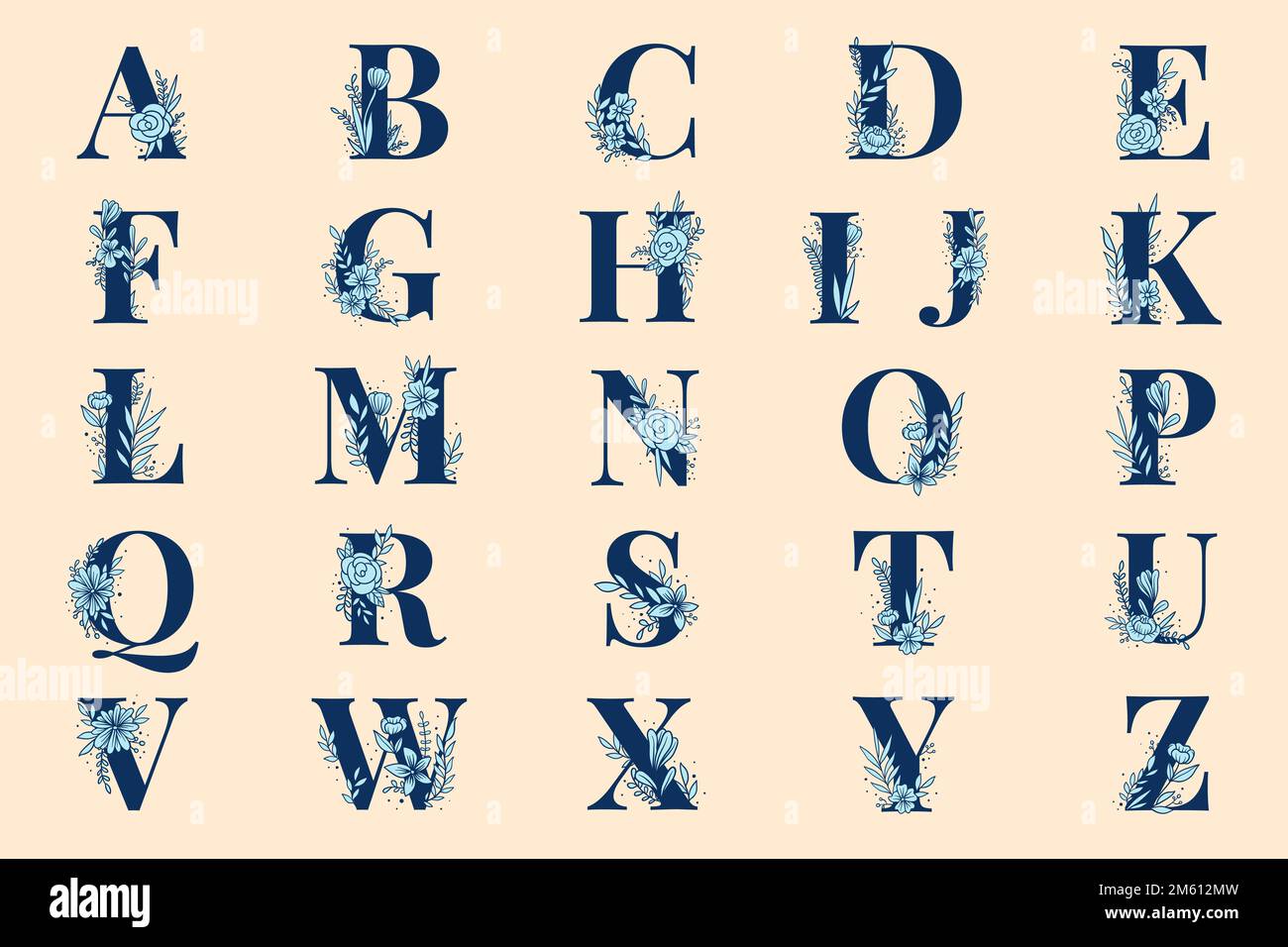 Floral alphabet font typography vector Stock Vector Image & Art - Alamy