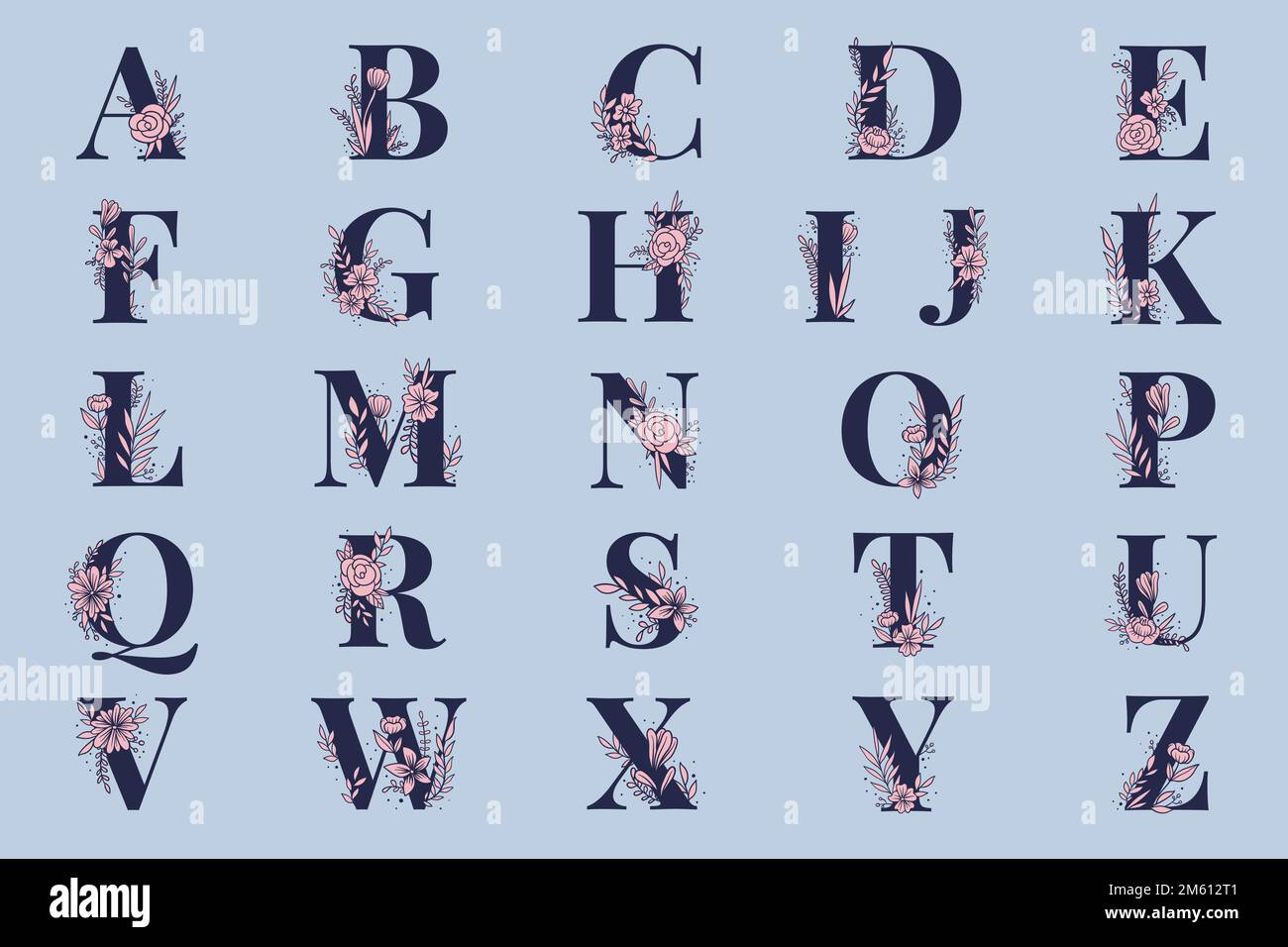 Alphabet floral typography script vector Stock Vector Image & Art - Alamy