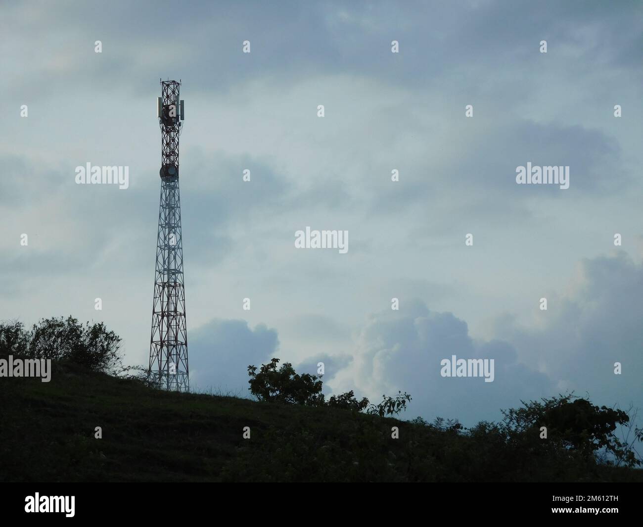 Silhouette signal tower Stock Photo - Alamy