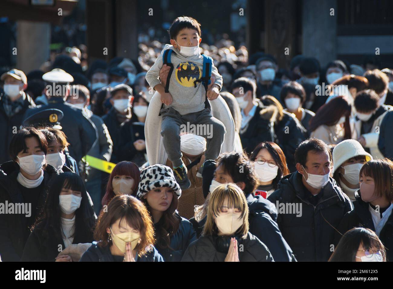 Tokyo, Japan. 01st Jan, 2023. Worshipper pray on the first day of the ...