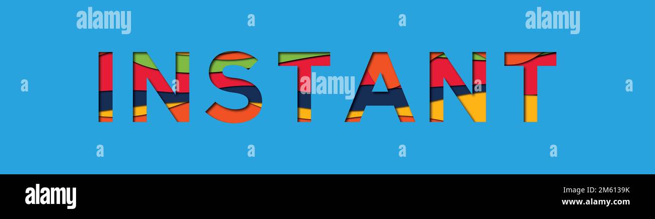 Letter with papercut style in word instant on blue background Stock ...