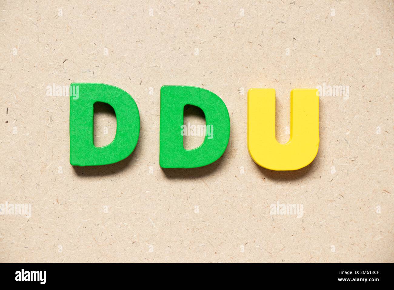 Color alphabet letter in word DDU (abbreviation of Delivered Duty ...