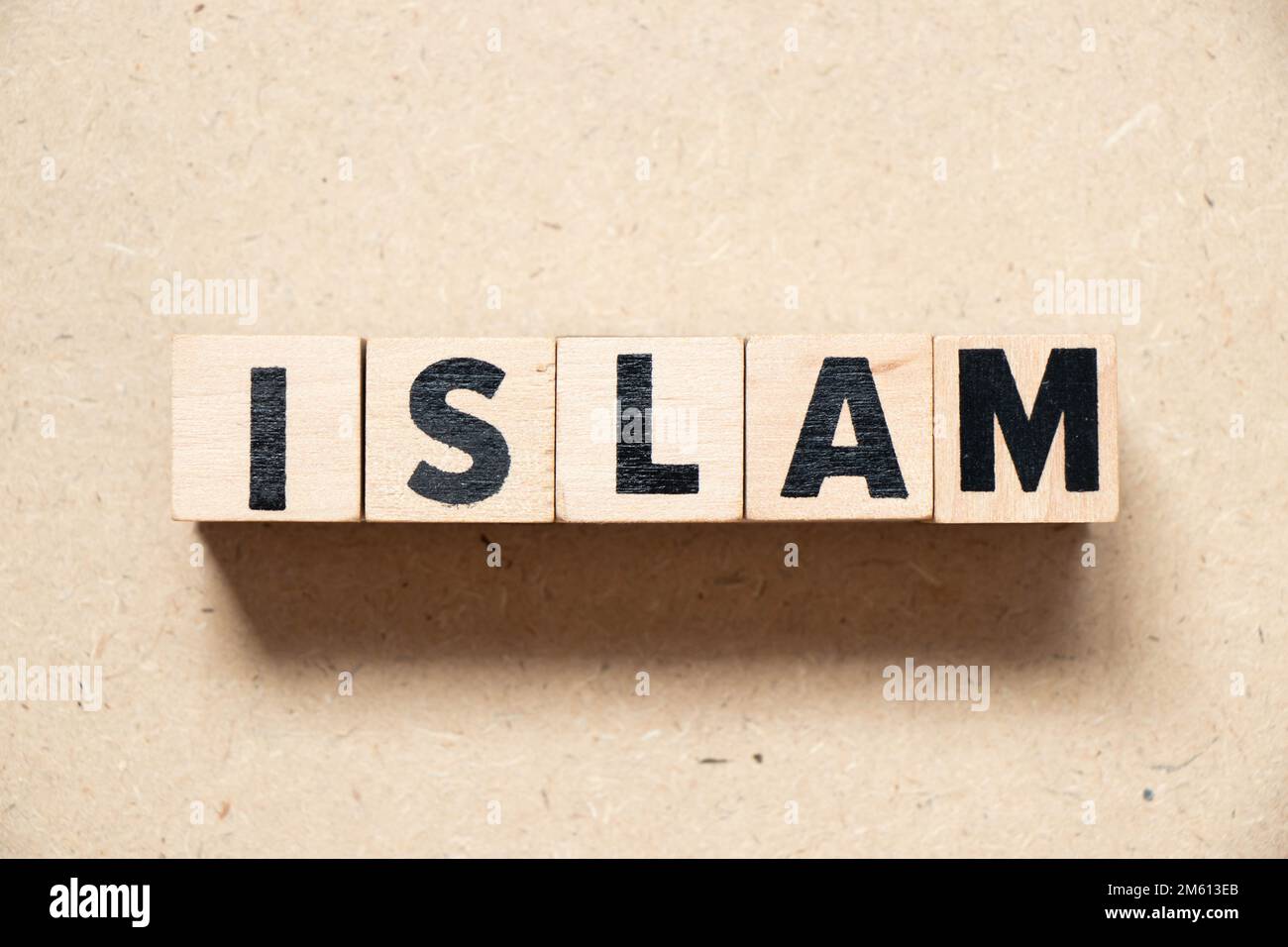 Alphabet letter block in word islam on wood background Stock Photo - Alamy