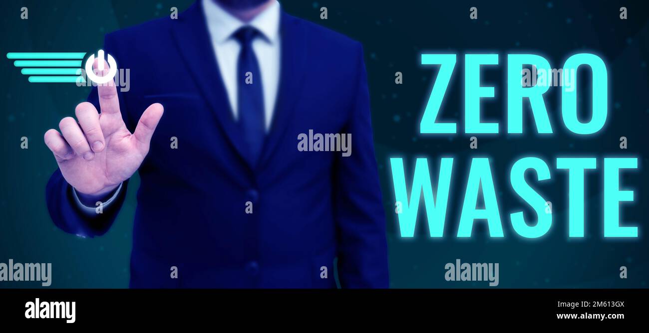 Hand writing sign Zero Waste. Internet Concept industrial responsibility includes composting ...