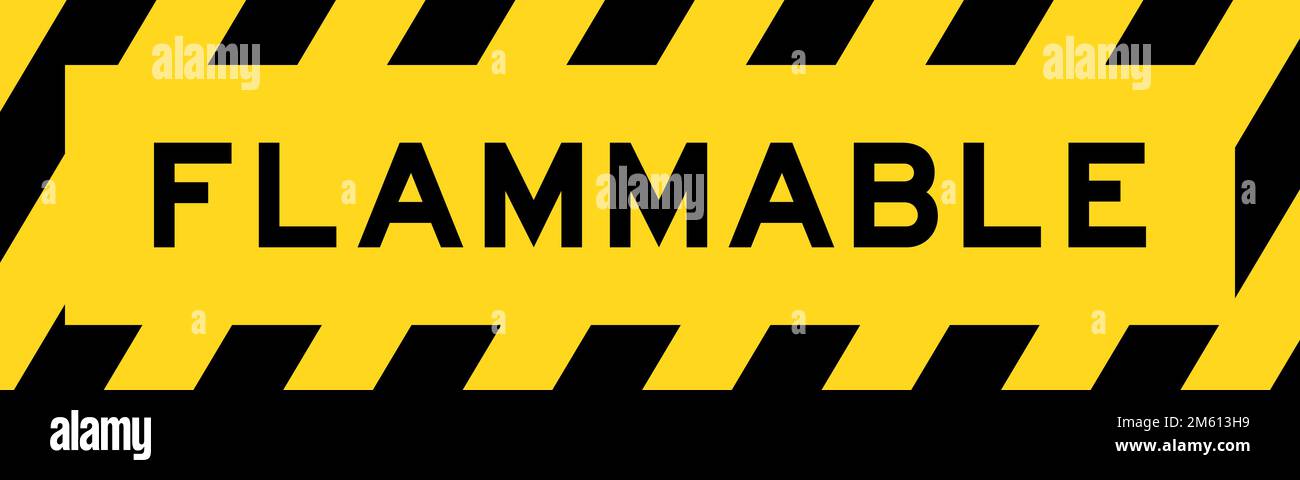 Yellow and black color with line striped label banner with word ...