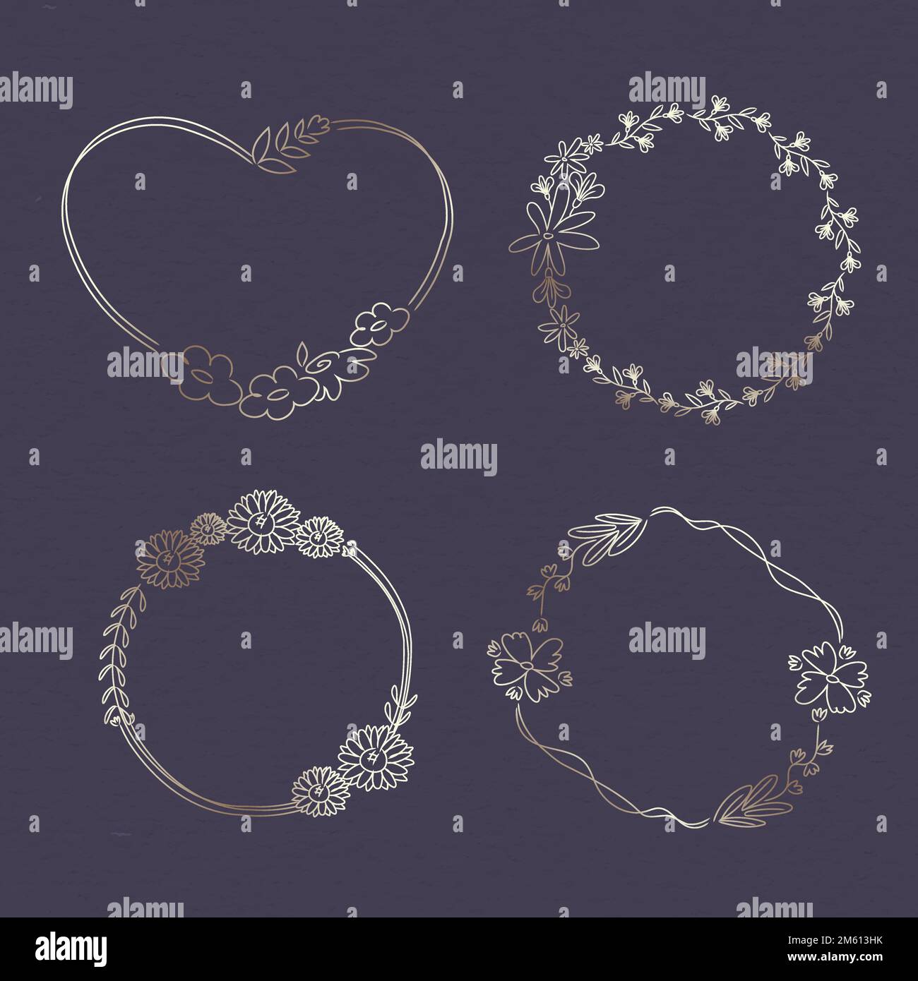 Cute doodle floral wreath vector collection Stock Vector Image & Art ...