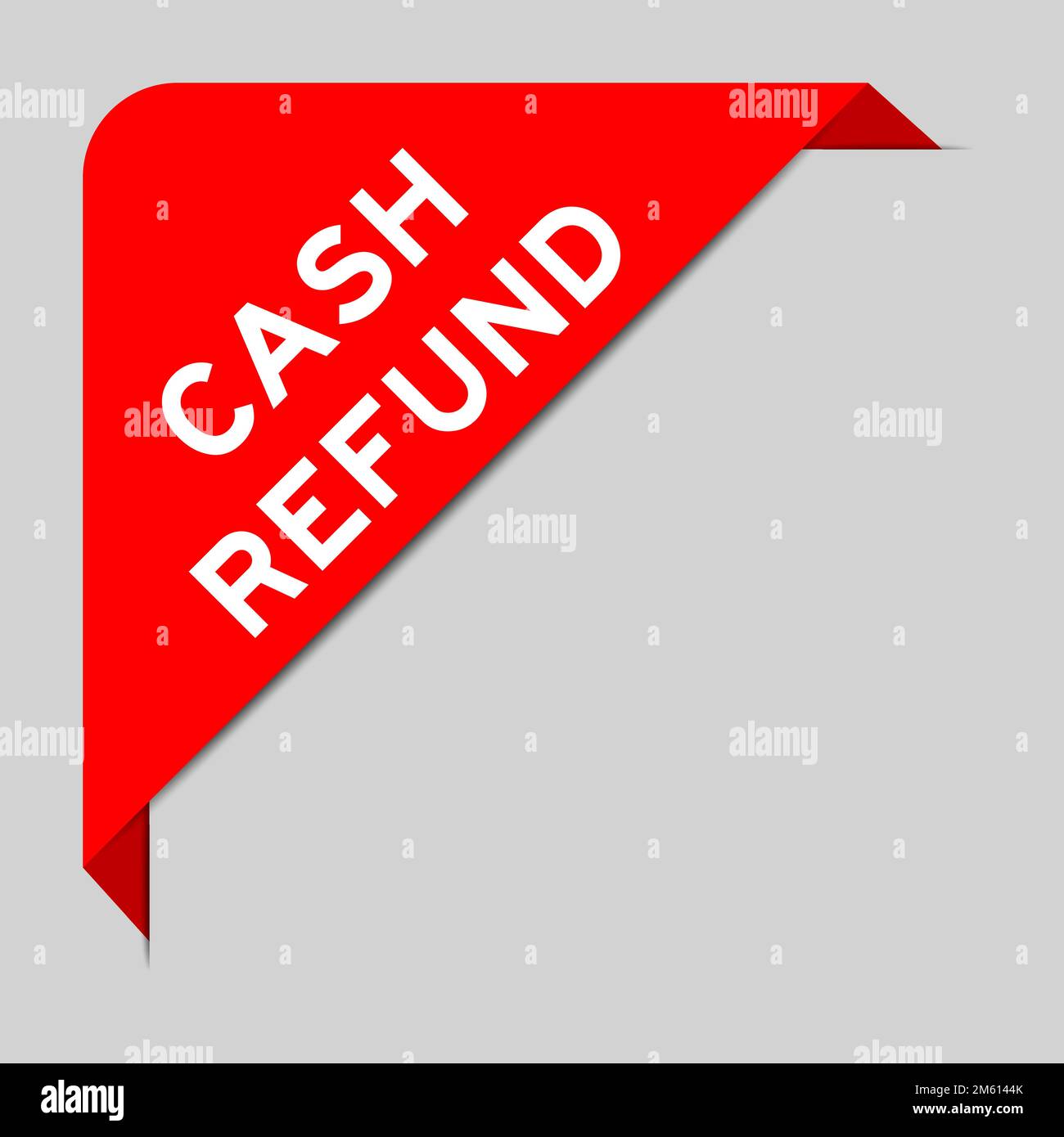 Red color of corner label banner with word cash refund on gray ...