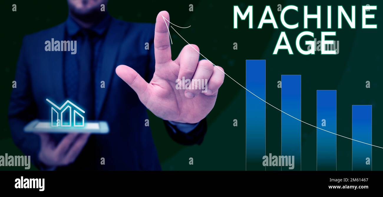 Conceptual display Machine Age. Business concept period of development ...