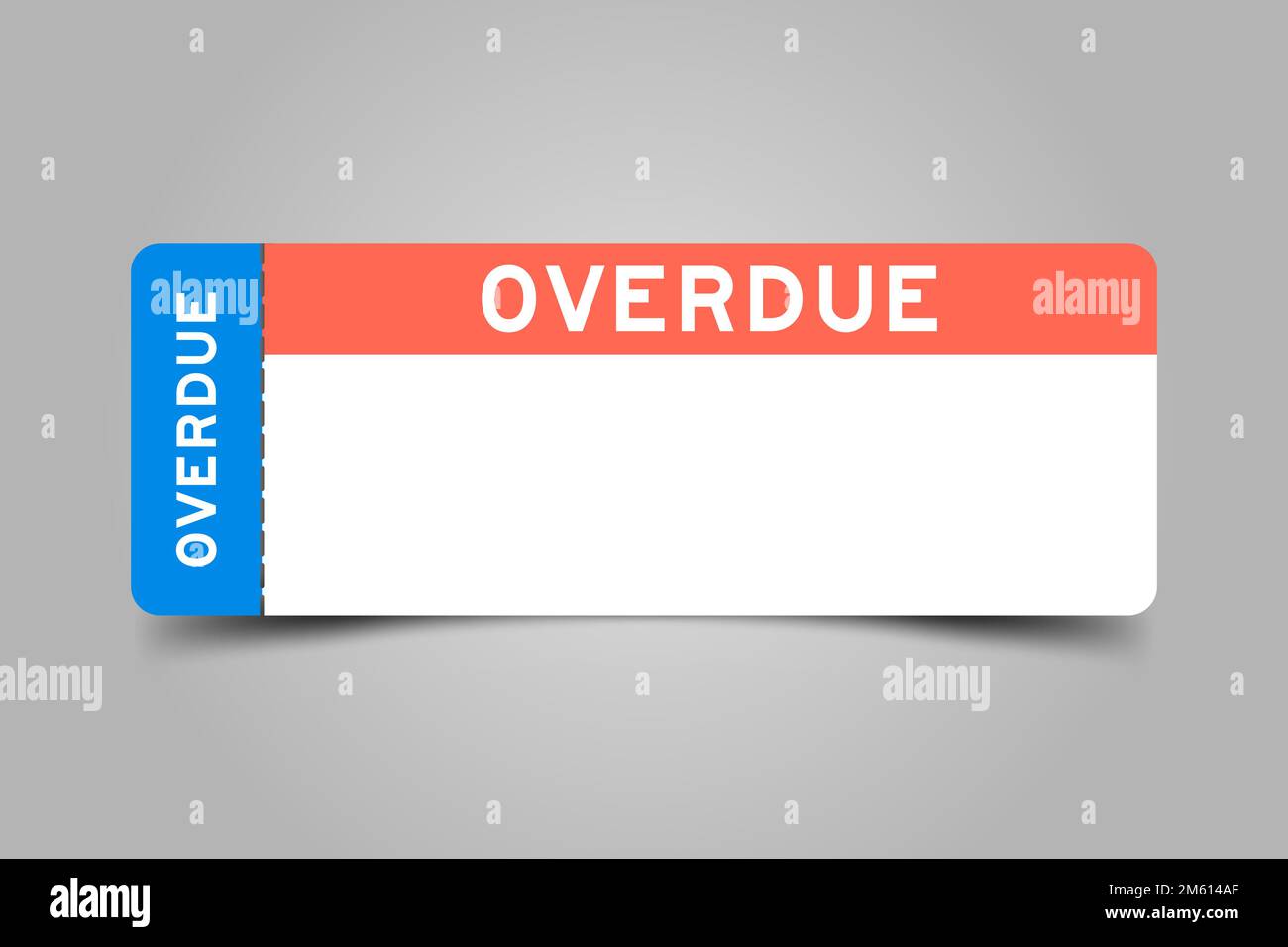 Blue and orange color ticket with word overdue and white copy space on ...