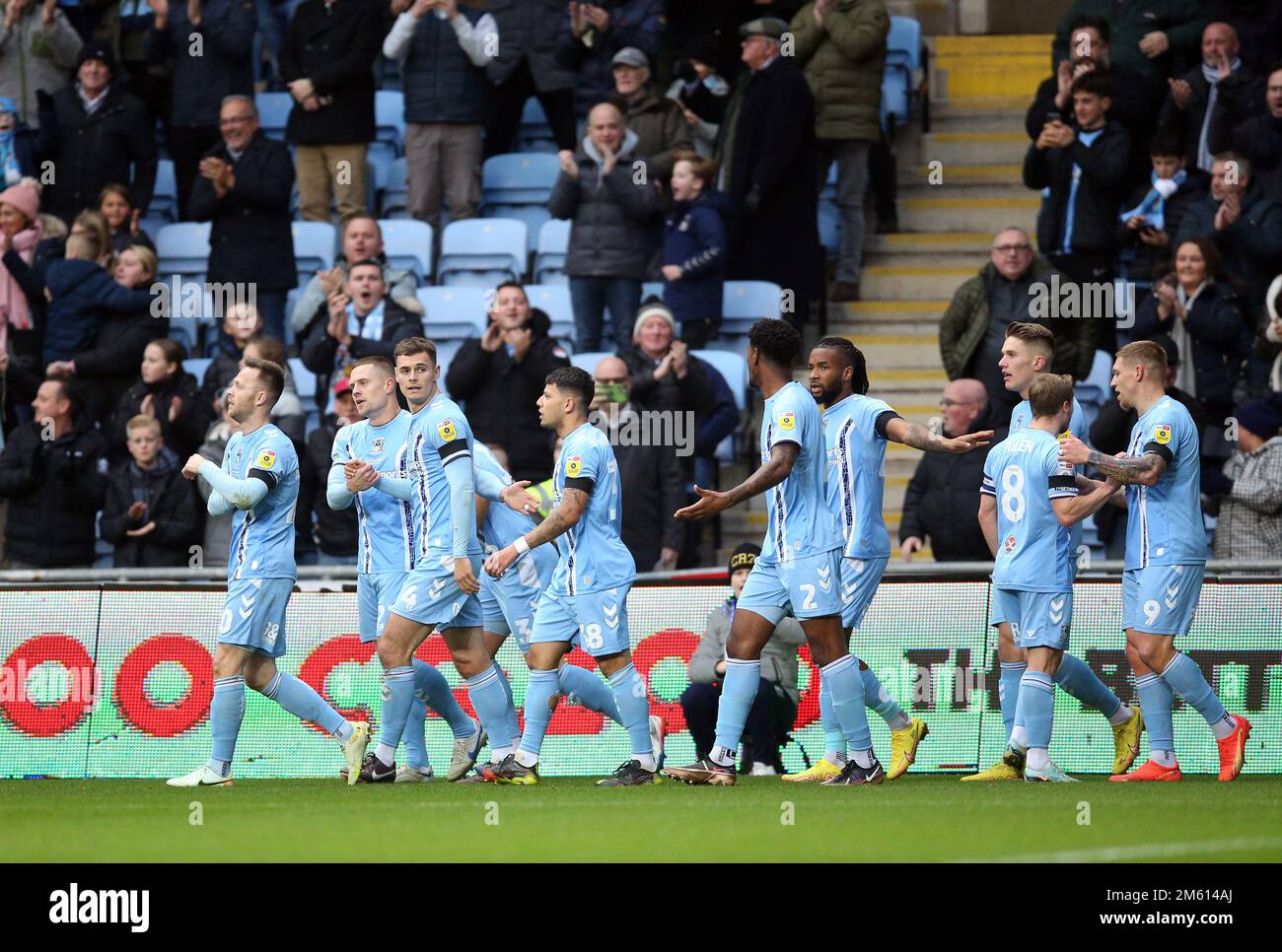 Coventry City's Jake Bidwell (second left) celebrates scoring their ...