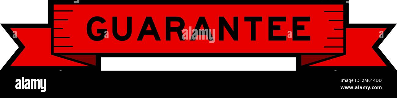Ribbon label banner with word guarantee in red color on white ...
