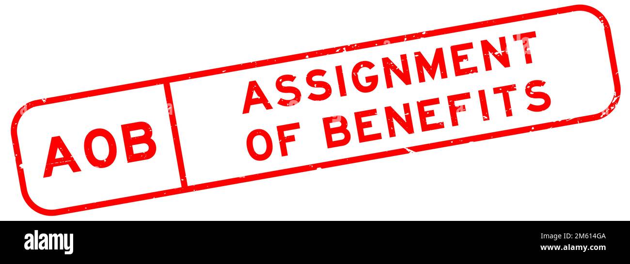 Grunge red AOB Assignment of benefits word square rubber seal stamp on white background Stock ...