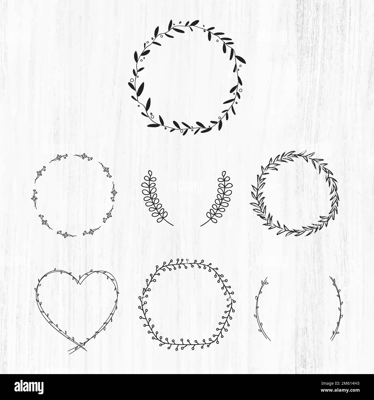 Black leafy frame set vector Stock Vector Image & Art - Alamy