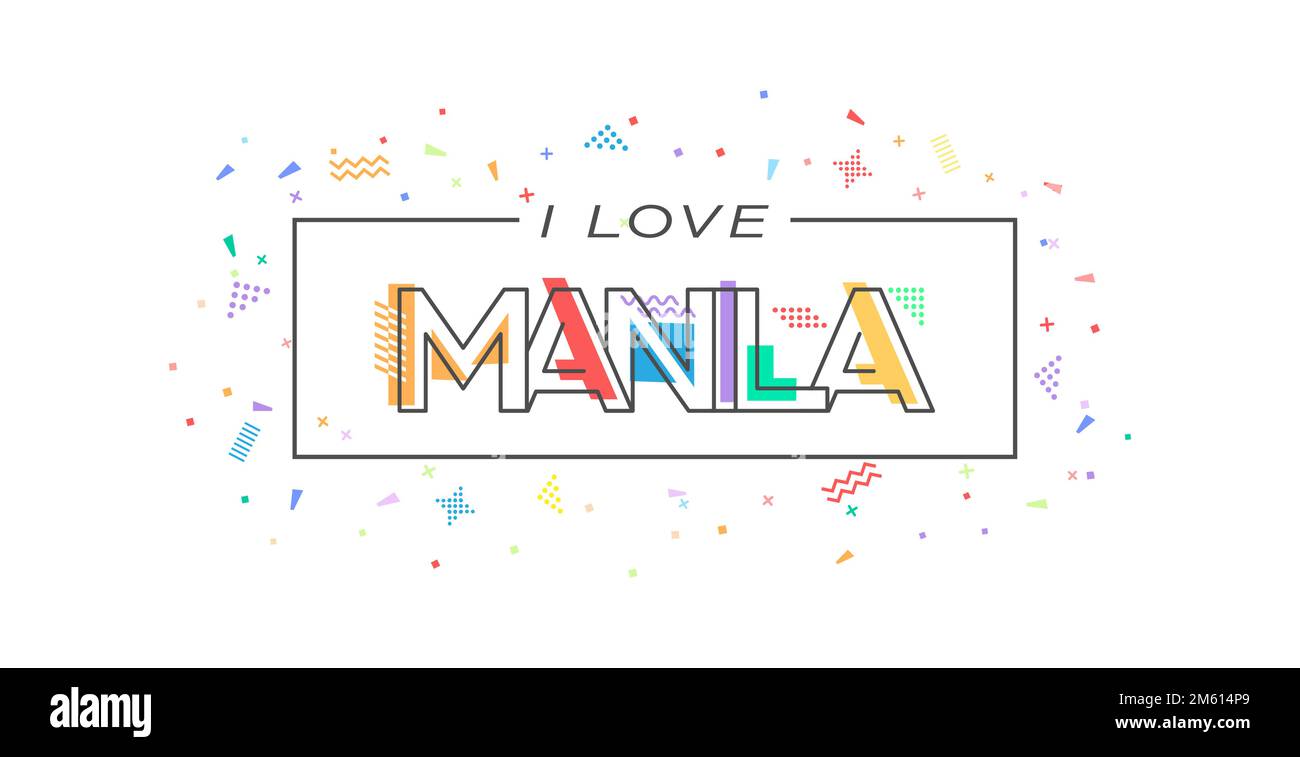 I love Manila. Vector lettering for postcards, posters, posters and ...