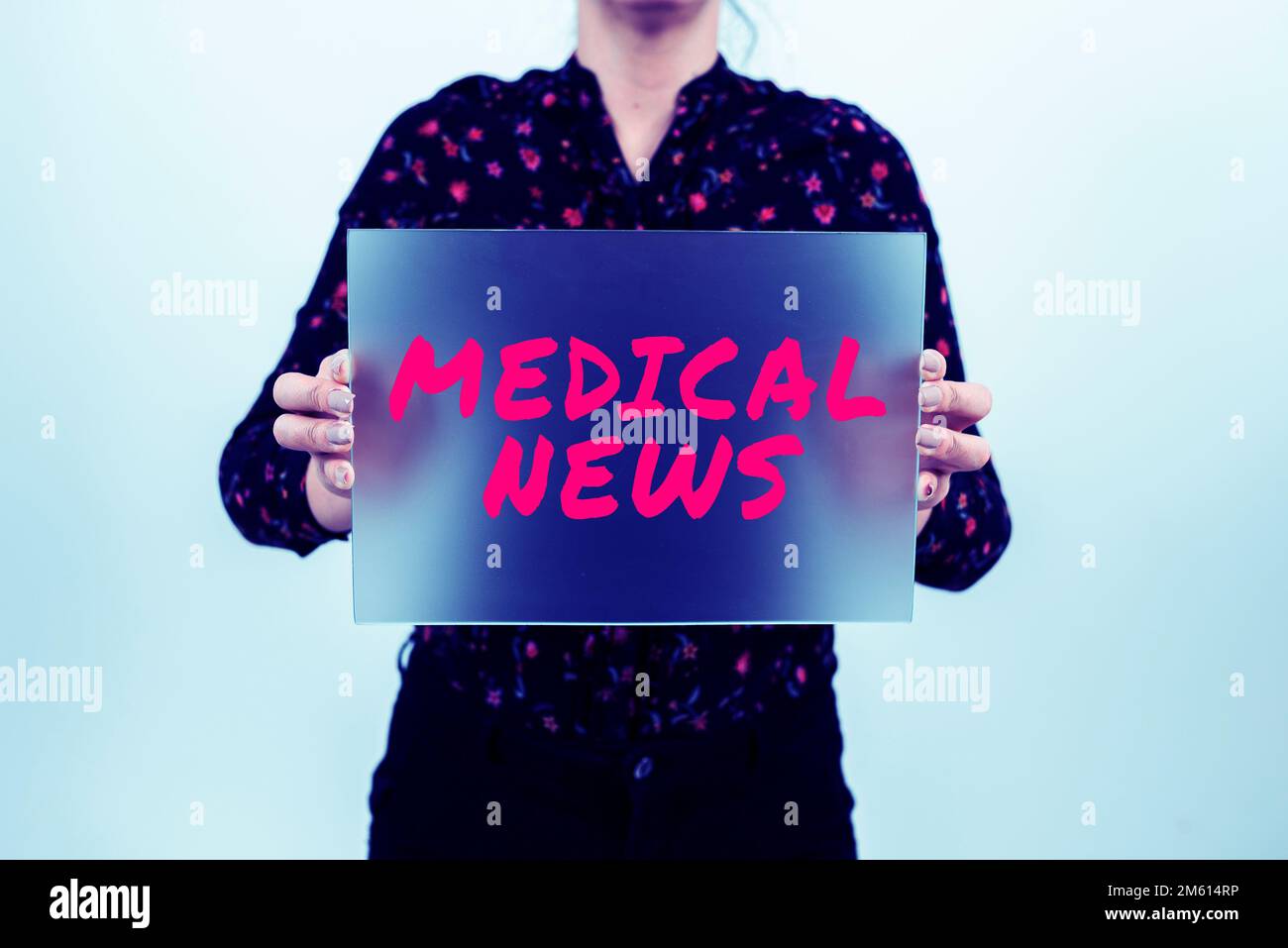 Sign displaying Medical News. Word for report or noteworthy information ...