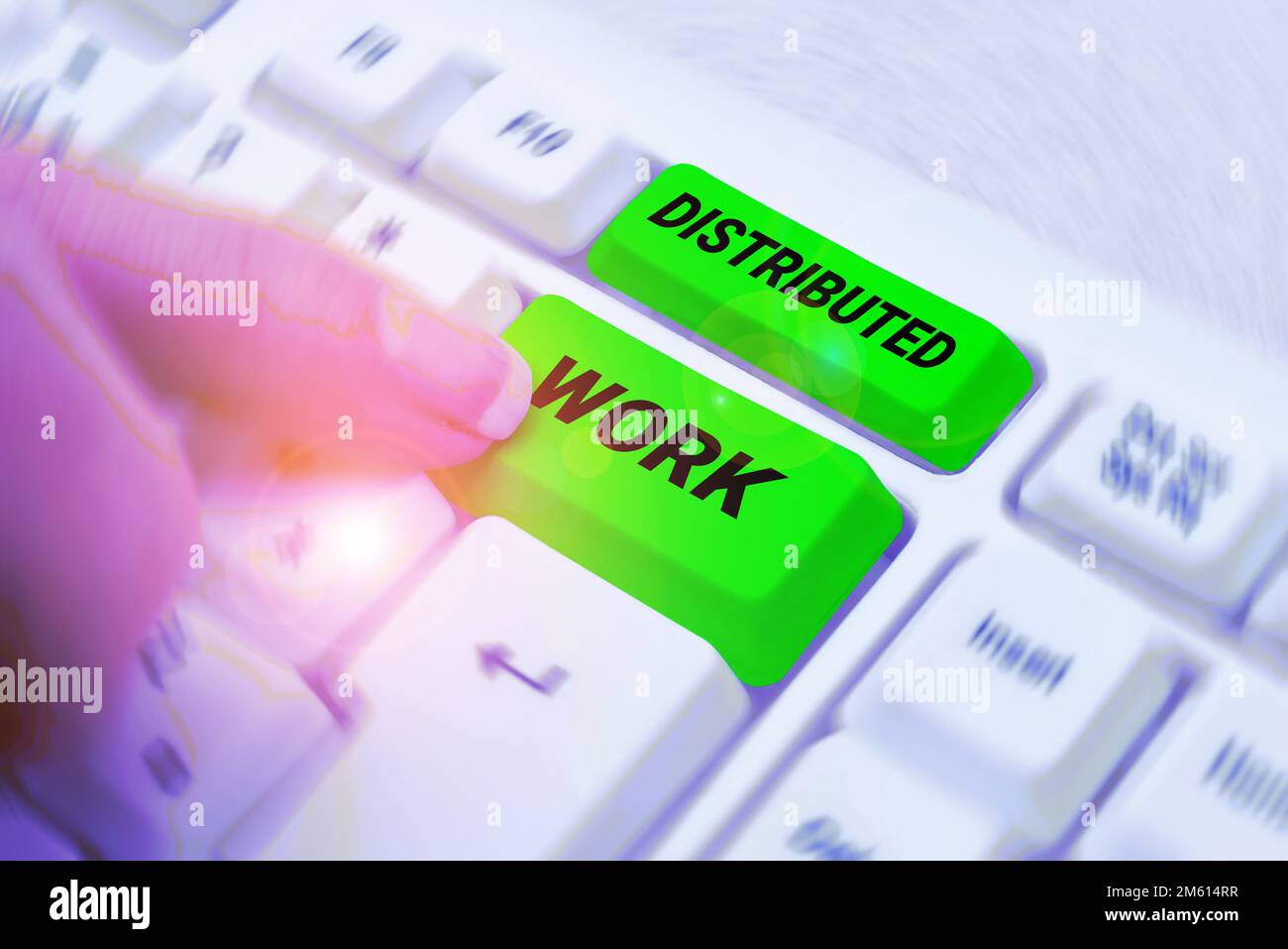 Handwriting text Distributed Work. Word for practiced by enterprises using network facilities ...