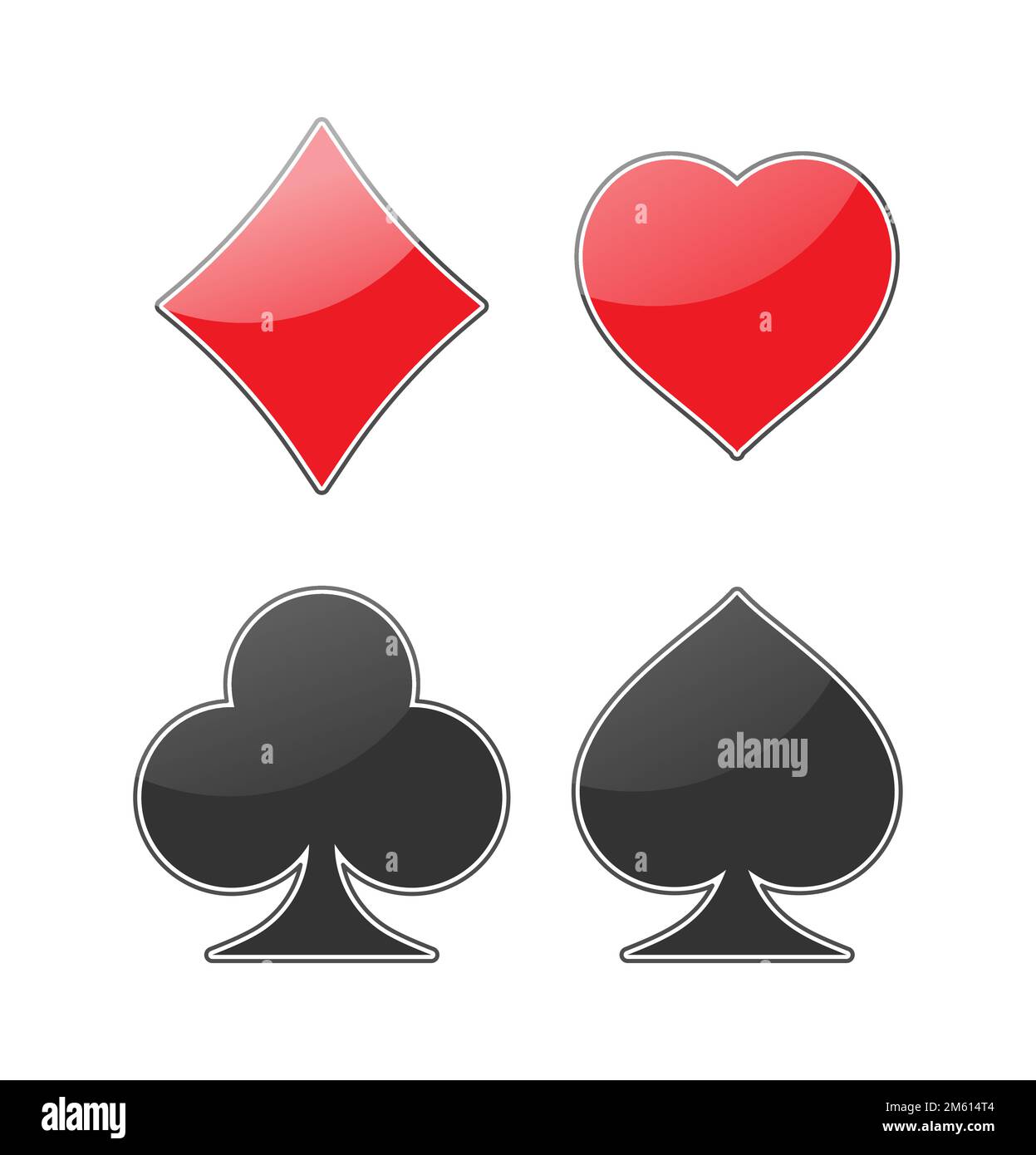 A set of icons of the suits of playing cards. Casino card symbols. Flat ...