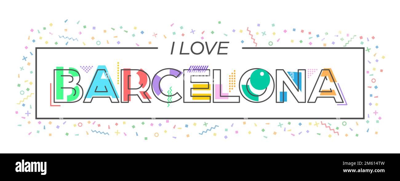 I love Barcelona. Vector lettering for postcards, posters, posters and ...