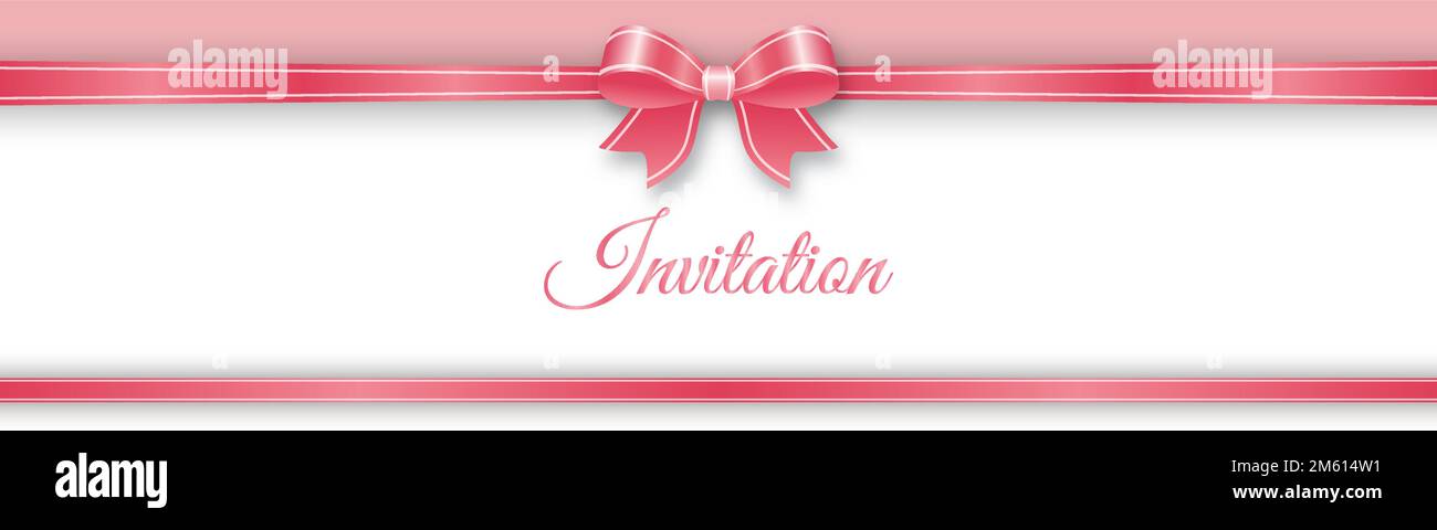 Pink satin ribbon with a bow. Template for background, greeting card ...