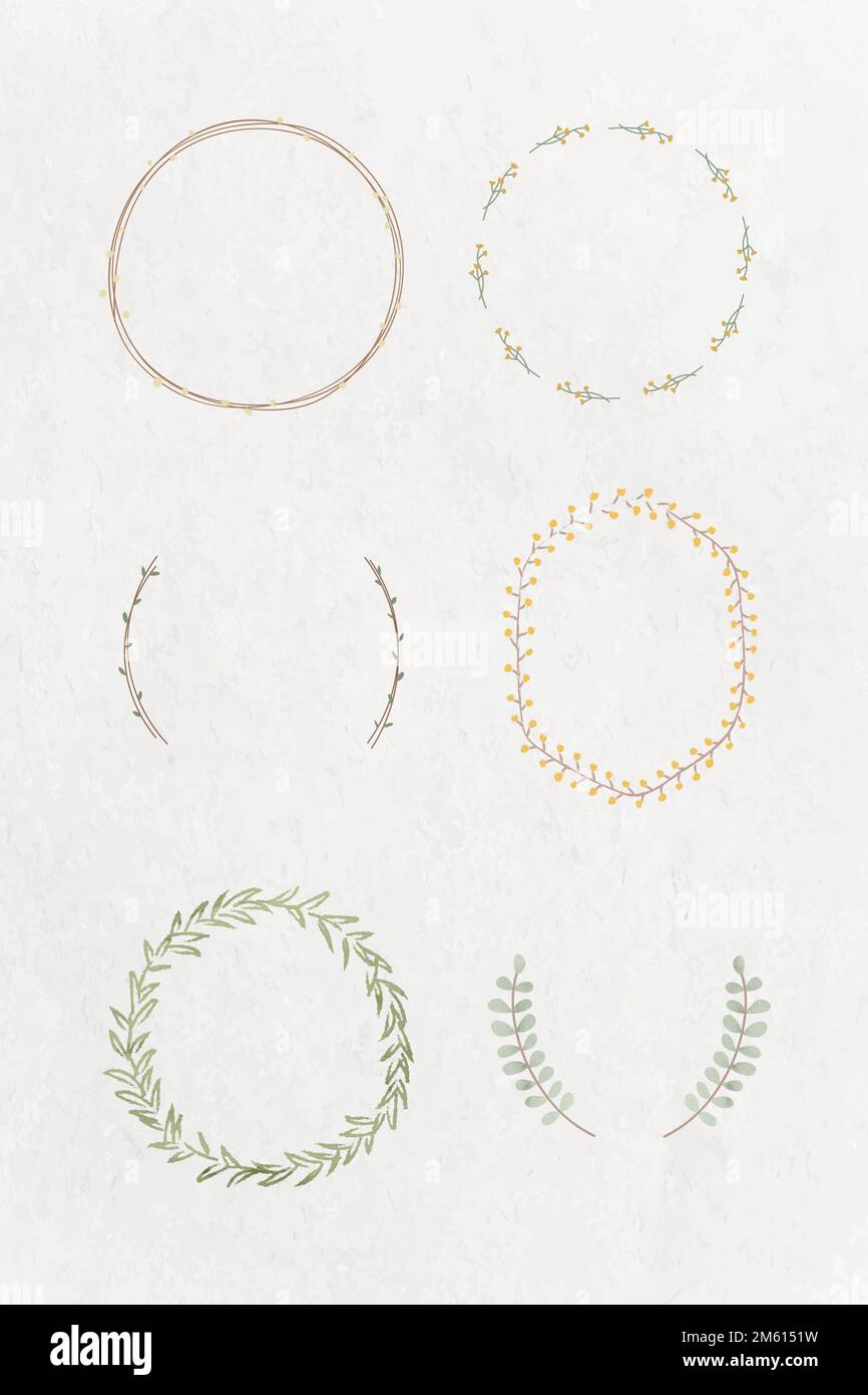 Leafy frame set on beige background vector Stock Vector Image & Art - Alamy