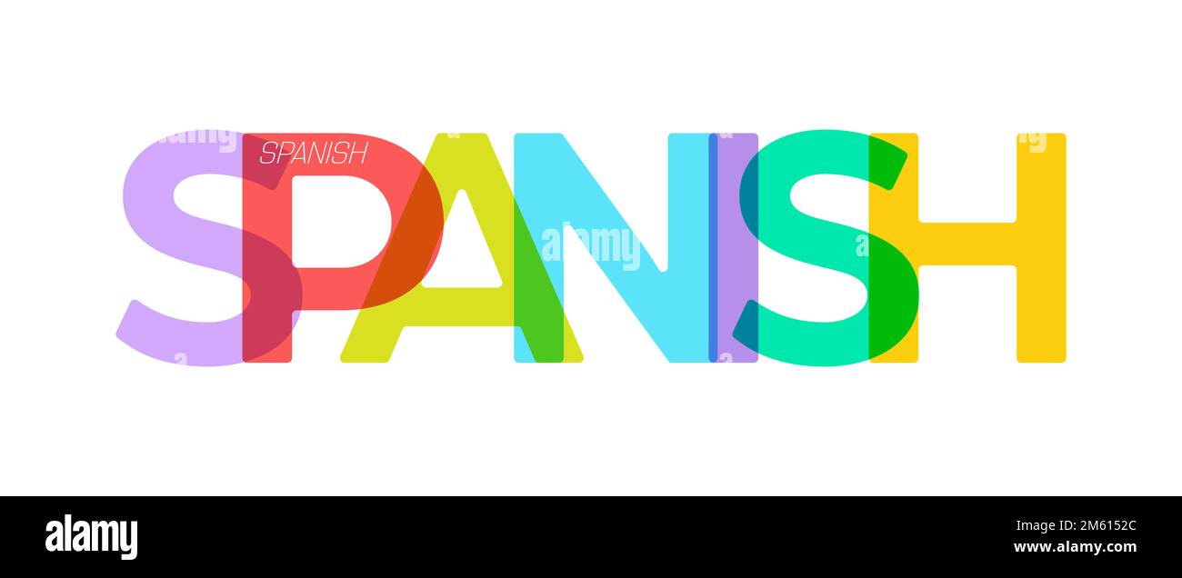 SPANISH. Colorful typographic banner. Vector illustration for posters ...