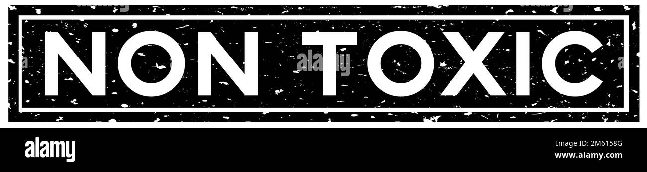 Grunge black non toxic word square rubber seal stamp on white ...
