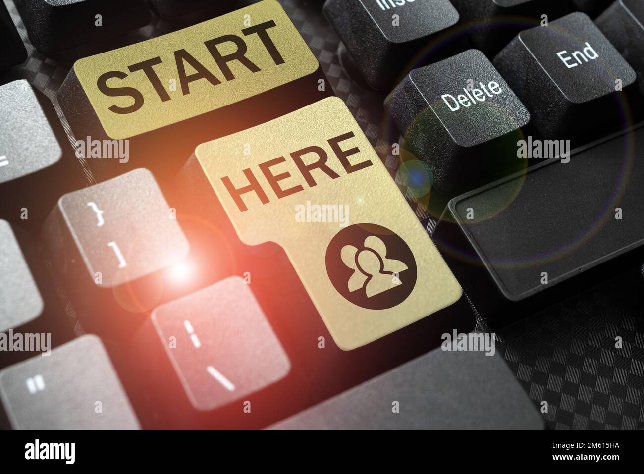 Sign displaying Start Here. Concept meaning telling someone this is ...