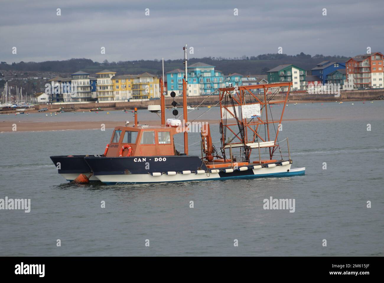 EXMOUTH, DEVON, UK - FEBRUARY 2017 River Exe ship on a grey overcast ...