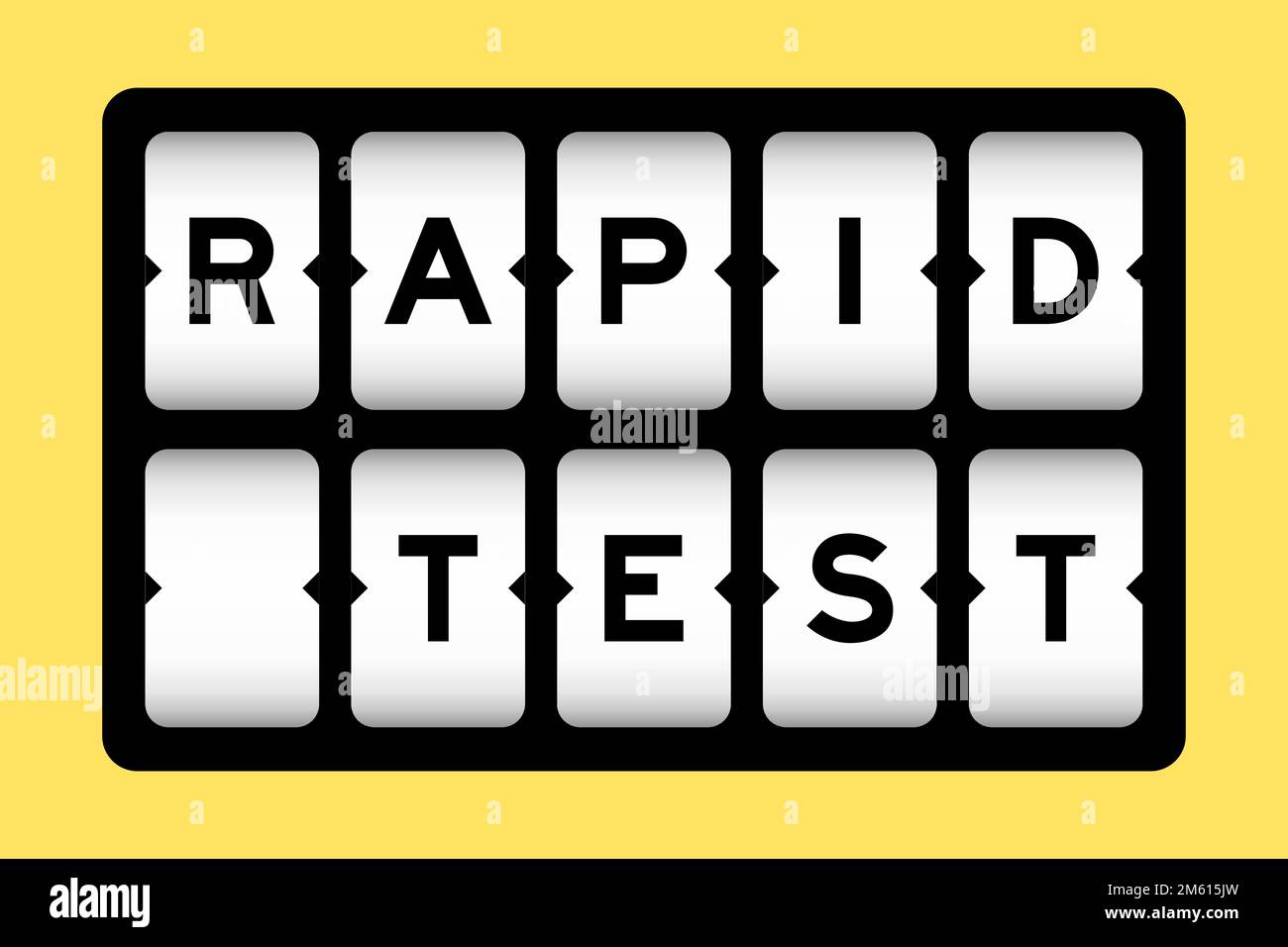 Black color in word rapid test on slot banner with yellow color ...