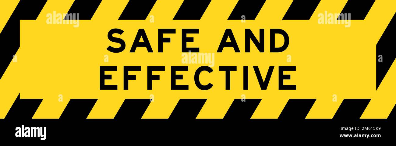 Yellow and black color with line striped label banner with word safe ...