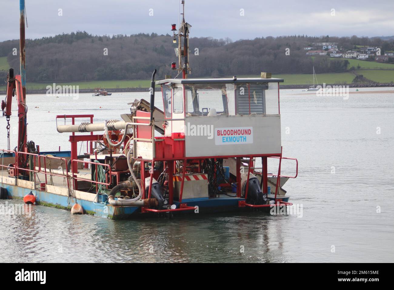 EXMOUTH, DEVON, UK - FEBRUARY 2017 River Exe ships on a grey overcast ...