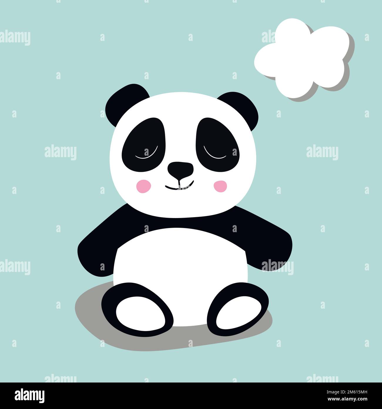 Cute panda baby isolated on color background. Funny asian animals. Card ...
