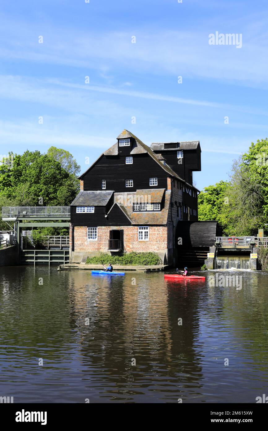 Spring view over Houghton Mill on the river Great Ouse, Houghton ...