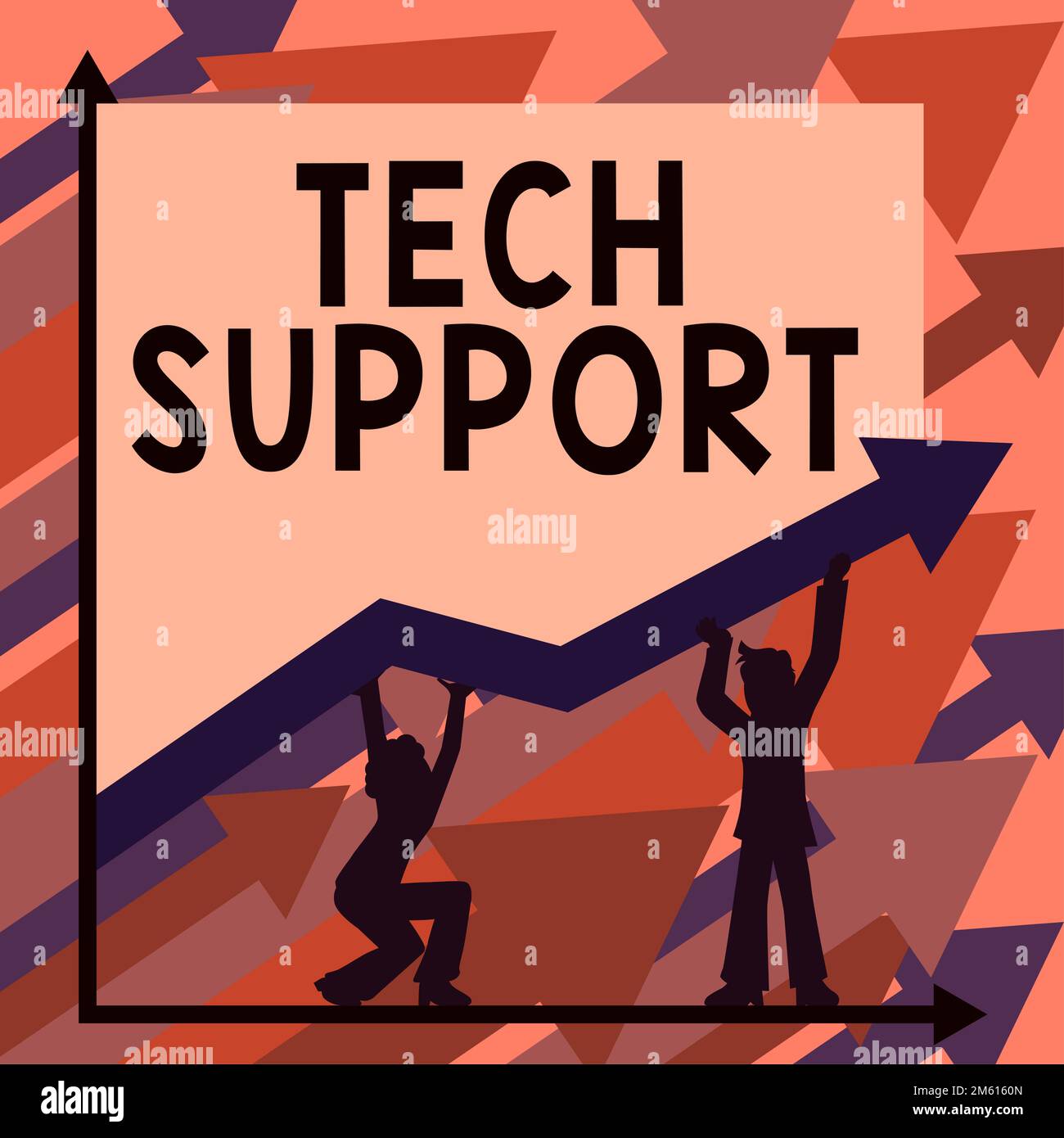 Text caption presenting Tech Support. Word for Assisting individuals who are having technical ...