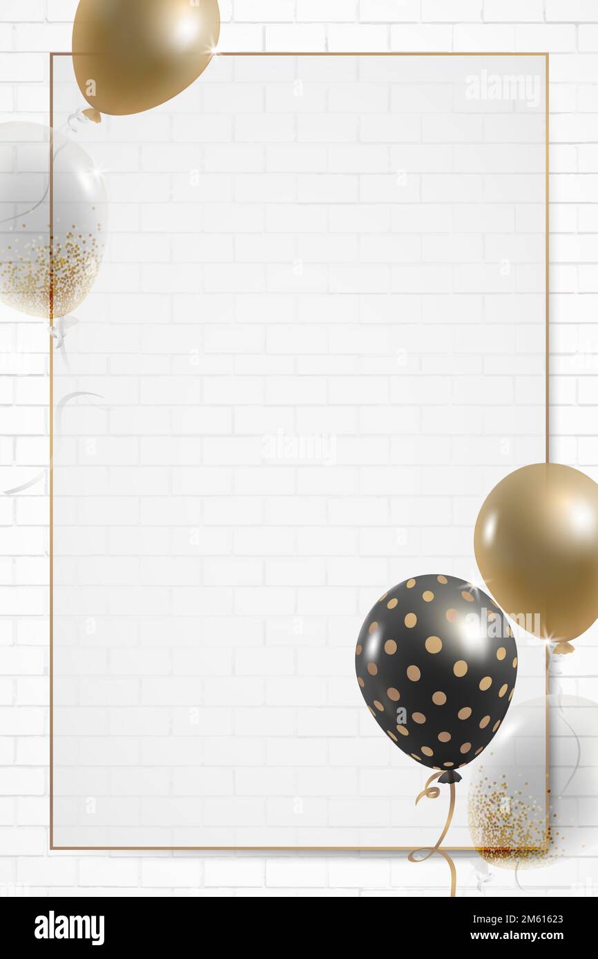 Golden rectangular balloons frame design vector Stock Vector Image ...