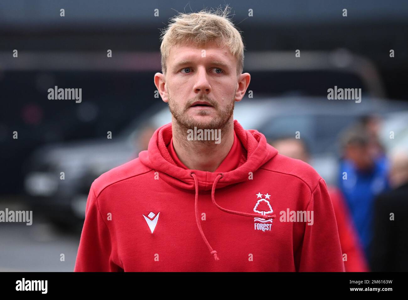 Joe Worrall #4 of Nottingham Forest arrives before the Premier League ...
