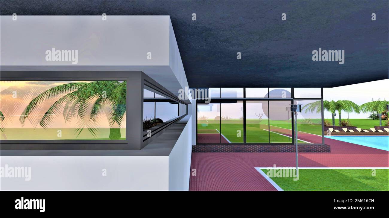 The use of a corner window as a design element of a modern private home ...