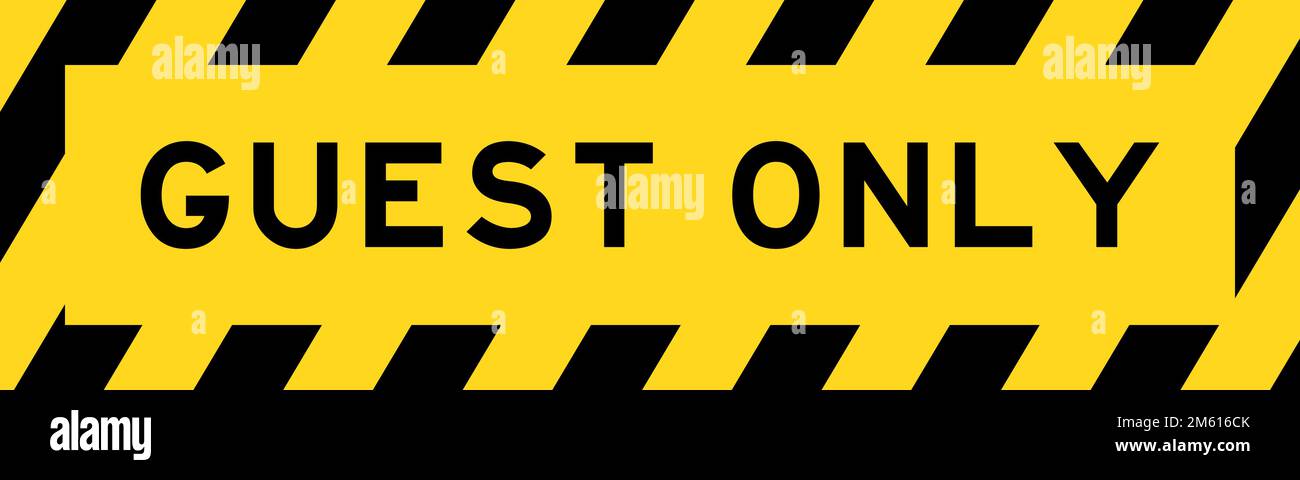 Yellow and black color with line striped label banner with word guest ...