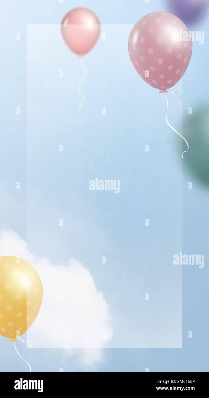 Colorful flying balloons frame design mobile phone wallpaper vector ...