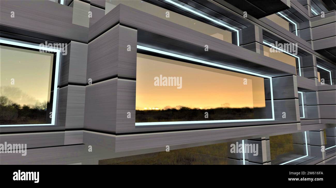 Aluminium facade of the contemporary apartment building. Stylish ...