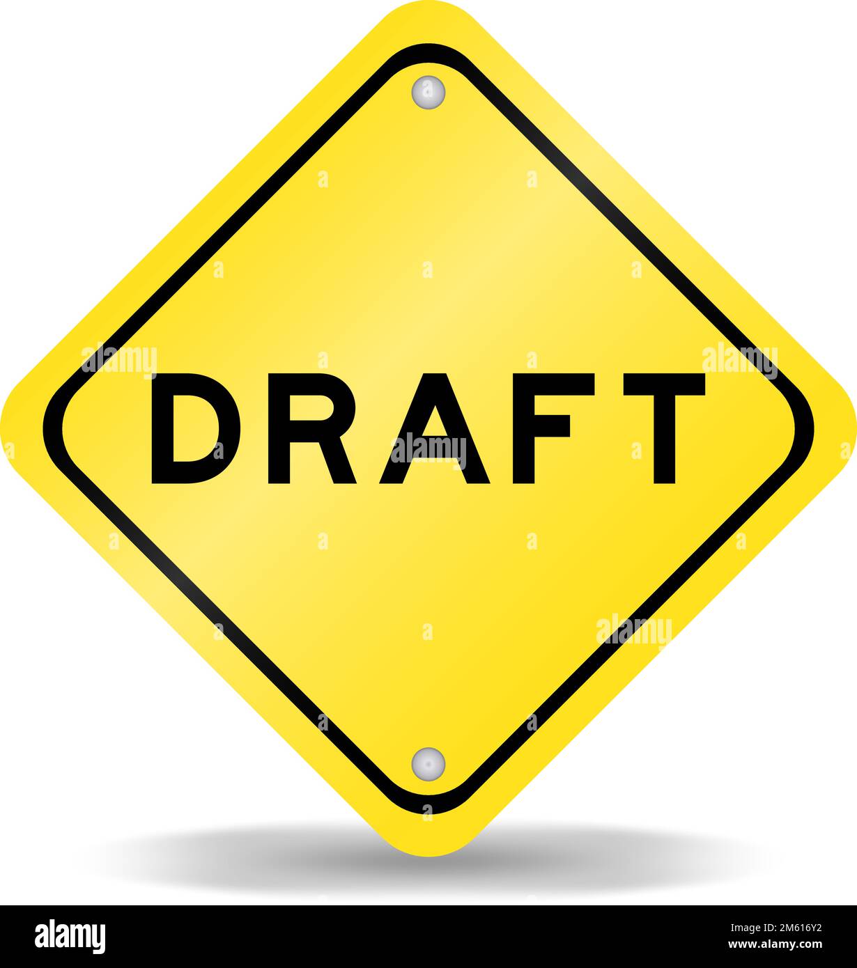 Yellow color transportation sign with word draft on white background ...