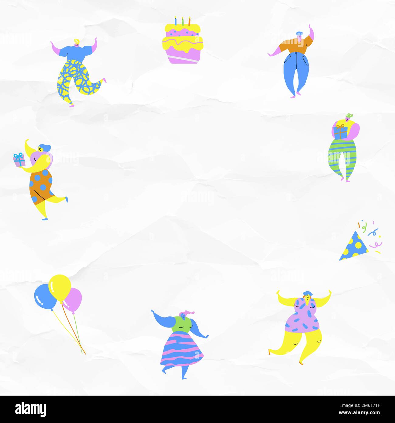 Colorful characters framed on crumpled paper background vector Stock ...