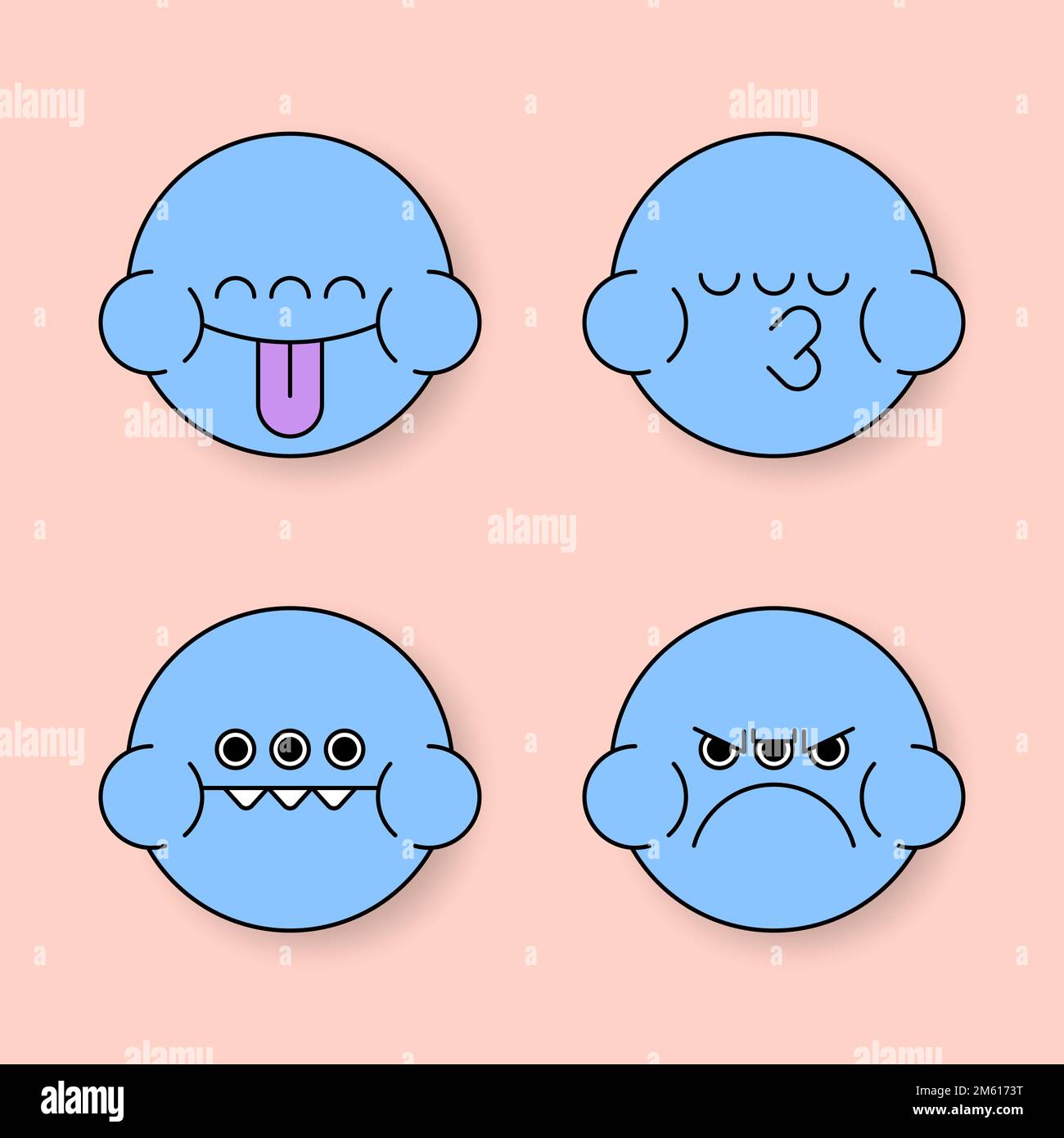 Blue monster frog emoji sticker set vector Stock Vector Image & Art - Alamy