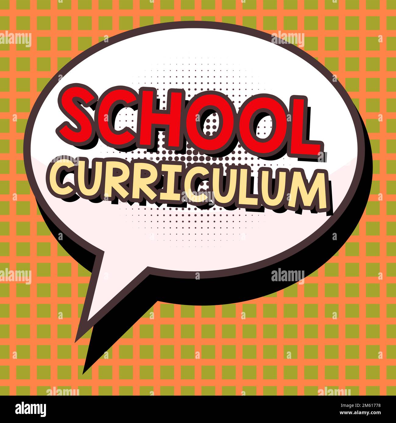 Text caption presenting School Curriculum. Word Written on designed to ...