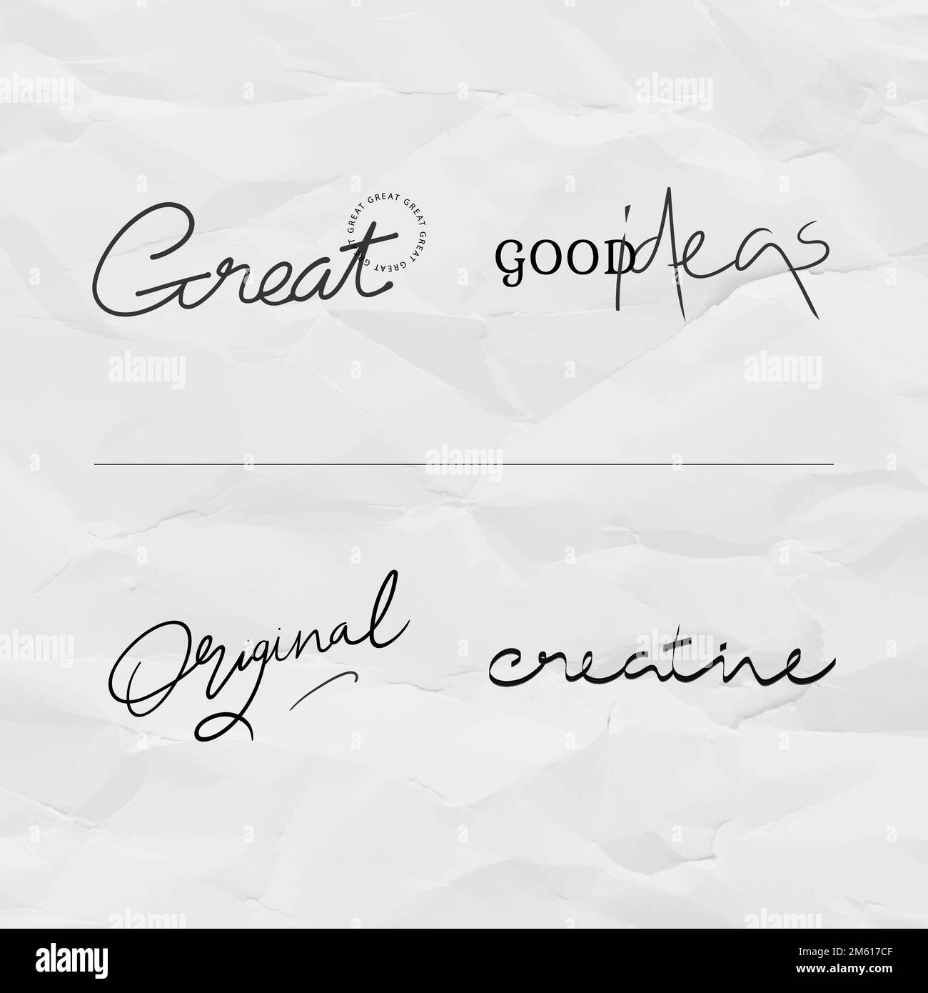 Creative typography on a crunched up paper vector Stock Vector Image ...