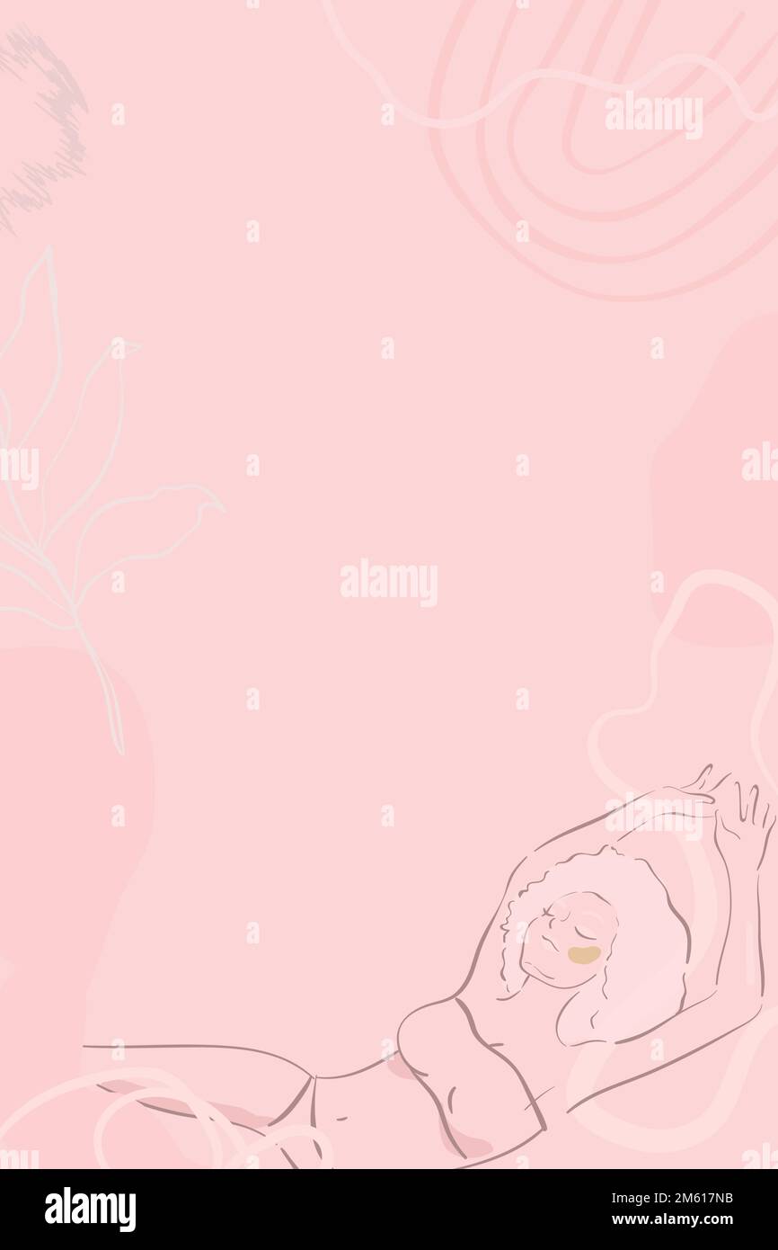 Feminine line art on a pink background vector Stock Vector Image & Art ...