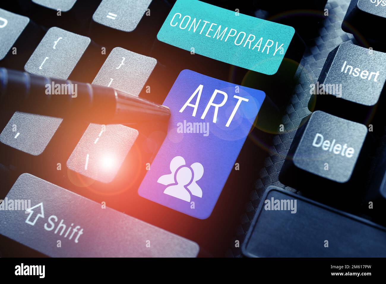 Hand writing sign Contemporary Art. Business showcase made today by ...