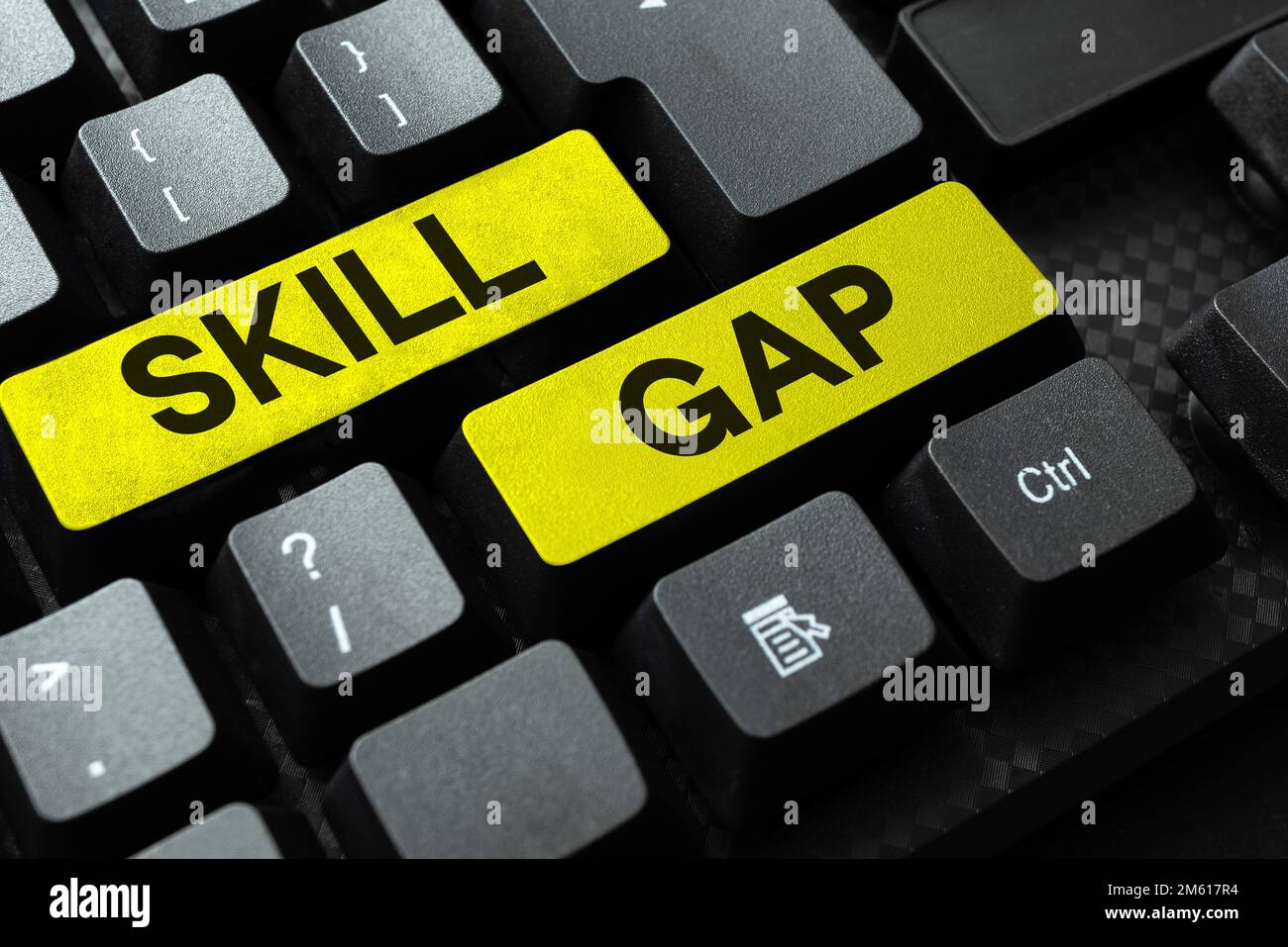 Hand writing sign Skill Gap, Internet Concept Refering to a person's ...